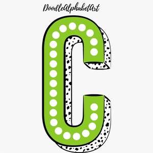 Retro Hand-drawn 3D Dalmatian Dots Alphabet Letters PNG Bundle, Summer ...