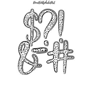 Dalmatian Dots Outline Scribble Alphabet PNG, Black and White Color ...
