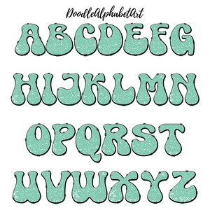 Grunge Retro Groovy Font PNG, Distressed Alphabet PNG Bundle With ...