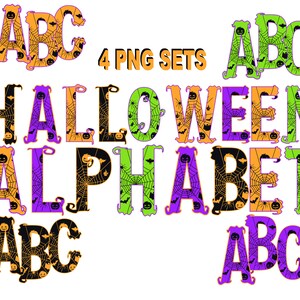 Halloween Pumpkin Ghost Doodle Alphabet PNG Bundle. A Set of Halloween ...