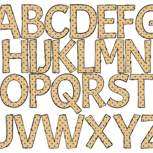 Chic-boho Patchwork Letters PNG, Hand Drawn Doodle Alphabet PNG Bundle ...