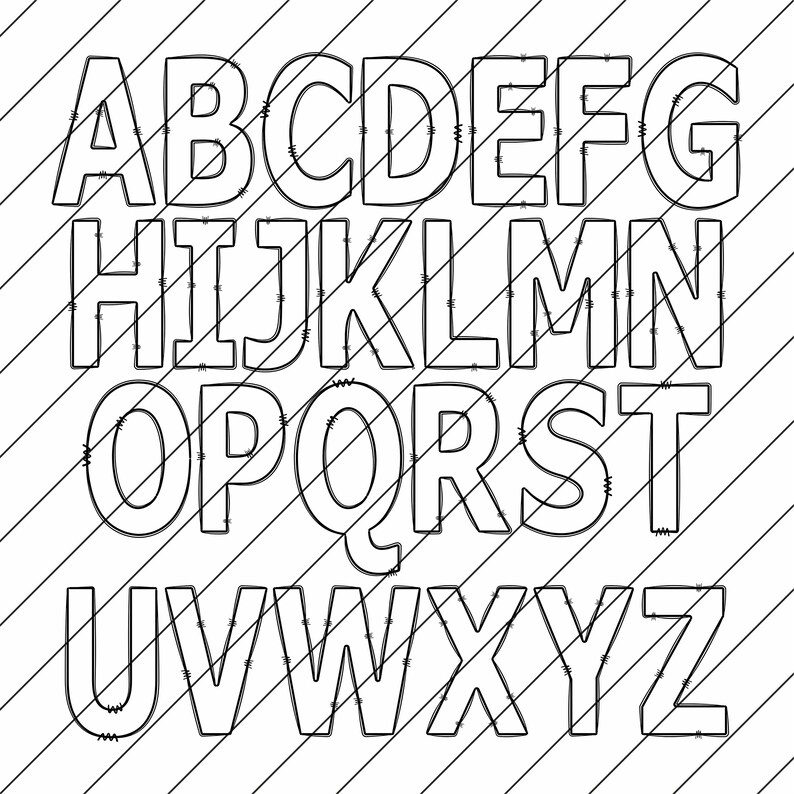 Doodle Letters Digital Alphabet PNG SVG With Transparent - Etsy