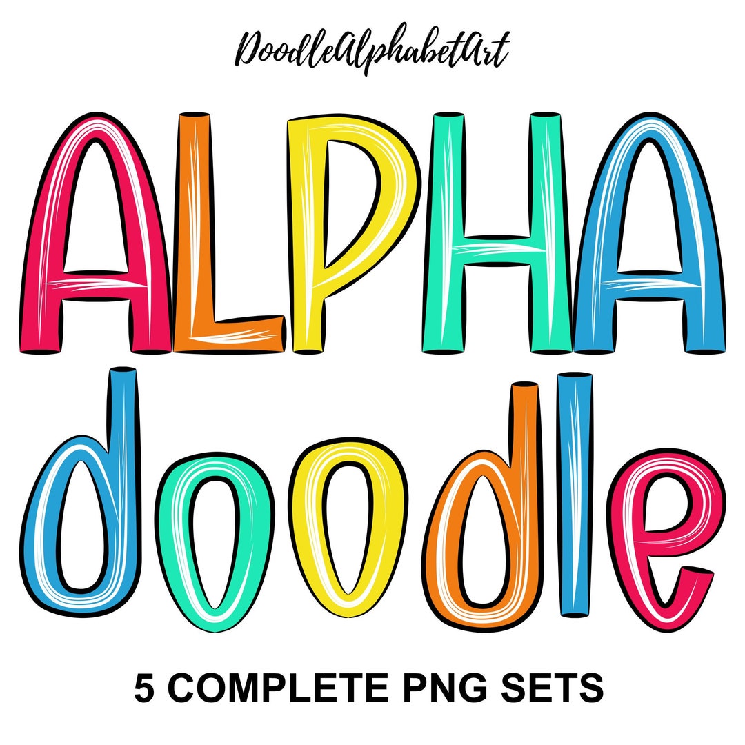 White Curved Brush Stroke, Doodle Letter PNG Bundle, Brush Line Font ...