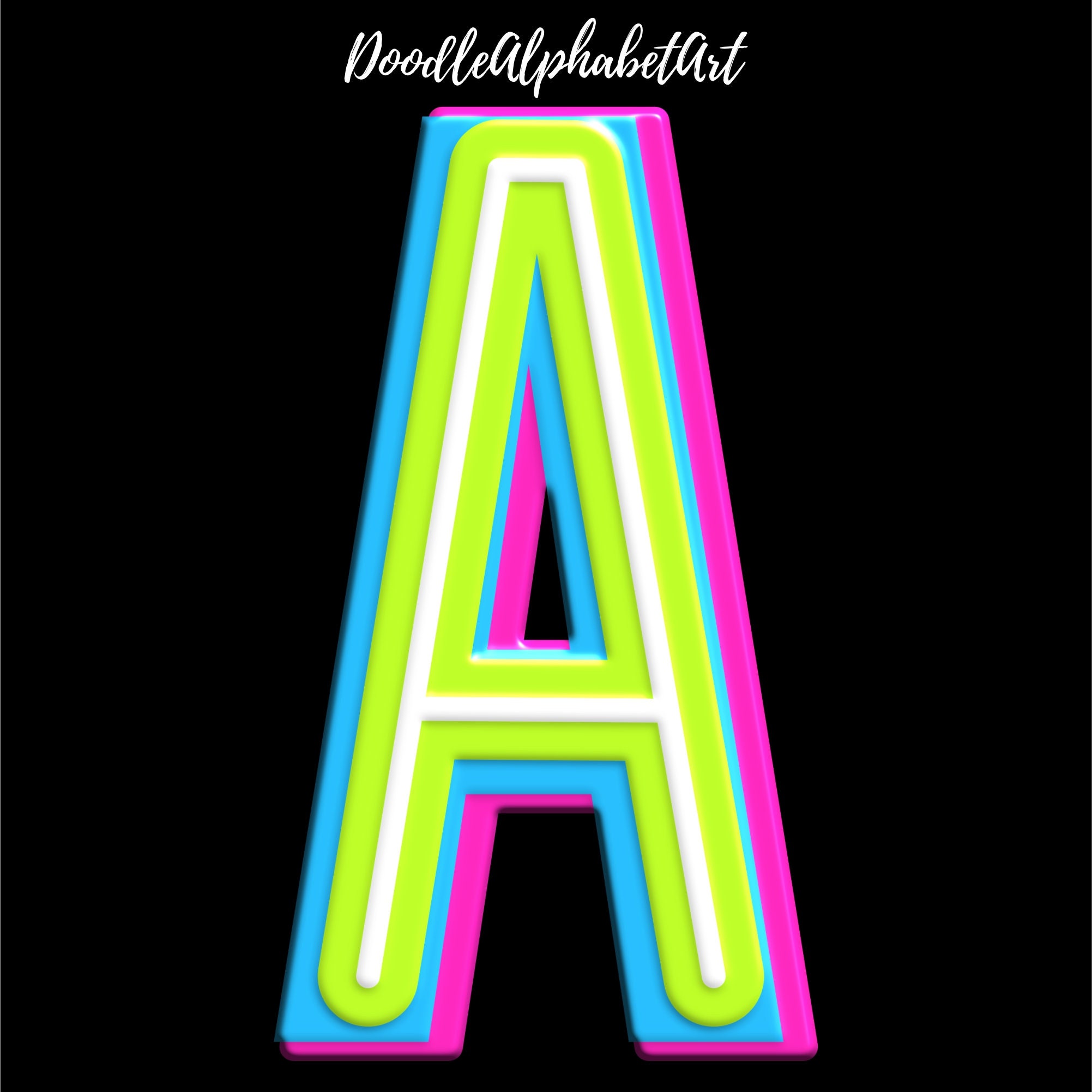 Retro Funky Alphabet PNG Bundle: Bright Doodle Letters (digital ...