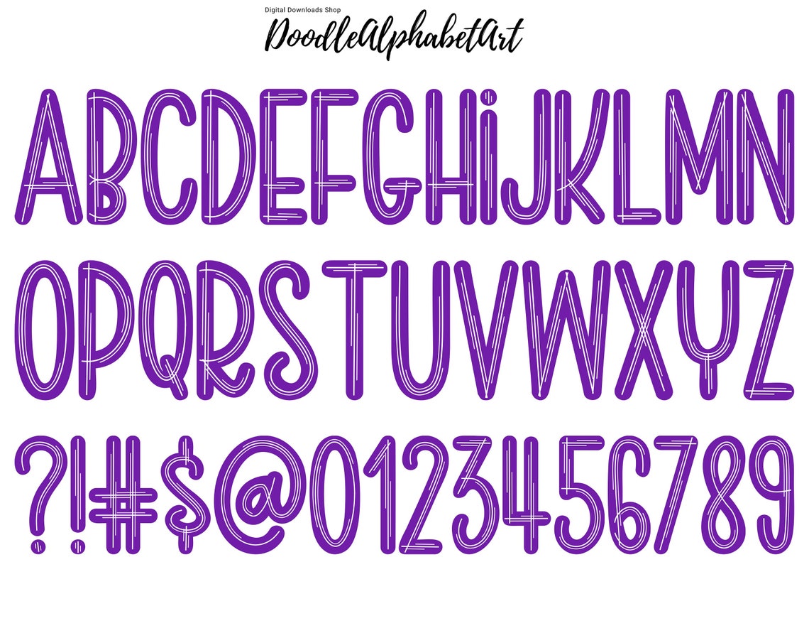Scribble Letter PNG Bundle: Hand-drawn Alphabet, Nature Colors (digital ...