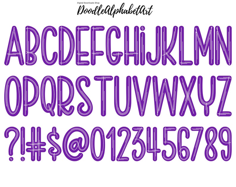 Hand Drawn Scribble Letters PNG Bundle Nature-inspired Color - Etsy