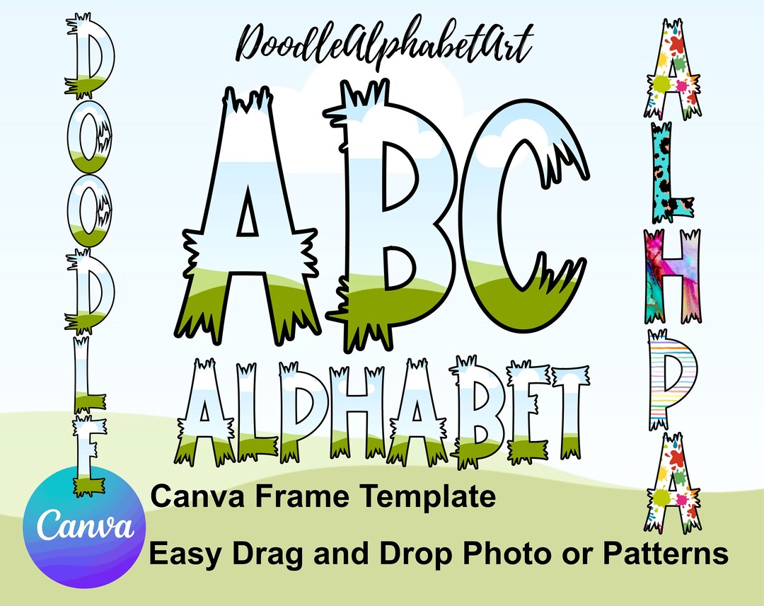 CANVA Frames Alphabet Font Brush Stroke Urban or Street - Etsy