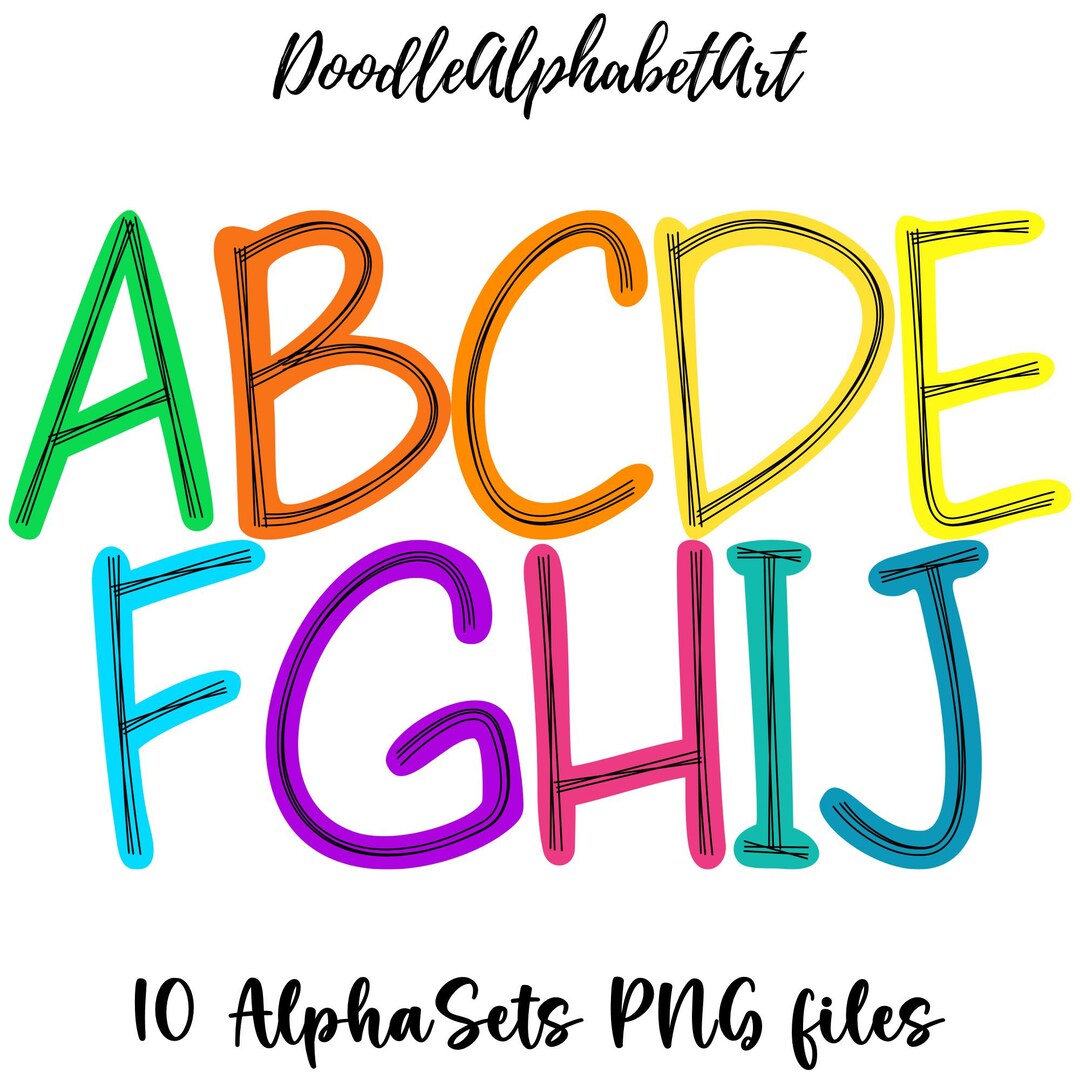 Scribble Doodle Alphabet Letters PNG, Organic Handwriting Comic Font ...