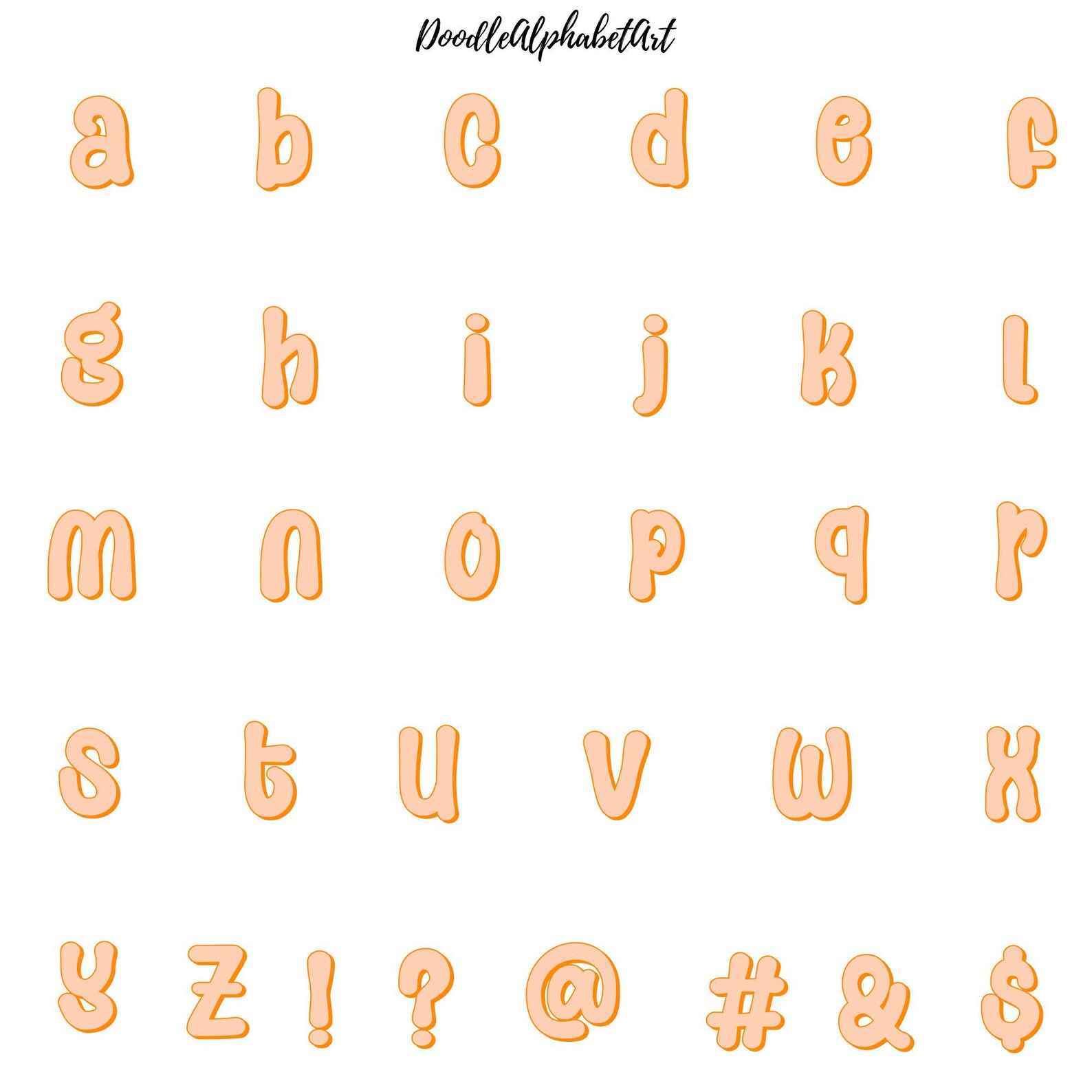 Preppy Doodle Alphabet PNG Bundle, Colorful Letters, Numbers (digital ...