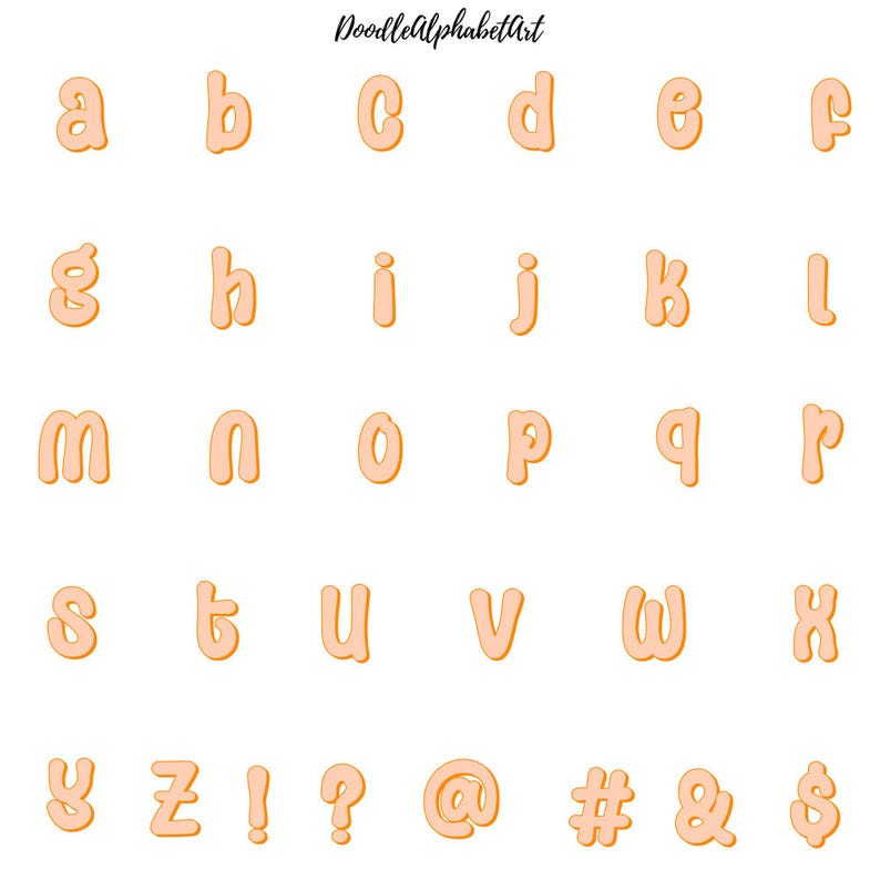Preppy Doodle Alphabet PNG Bundle, Colorful Letters, Numbers (digital ...