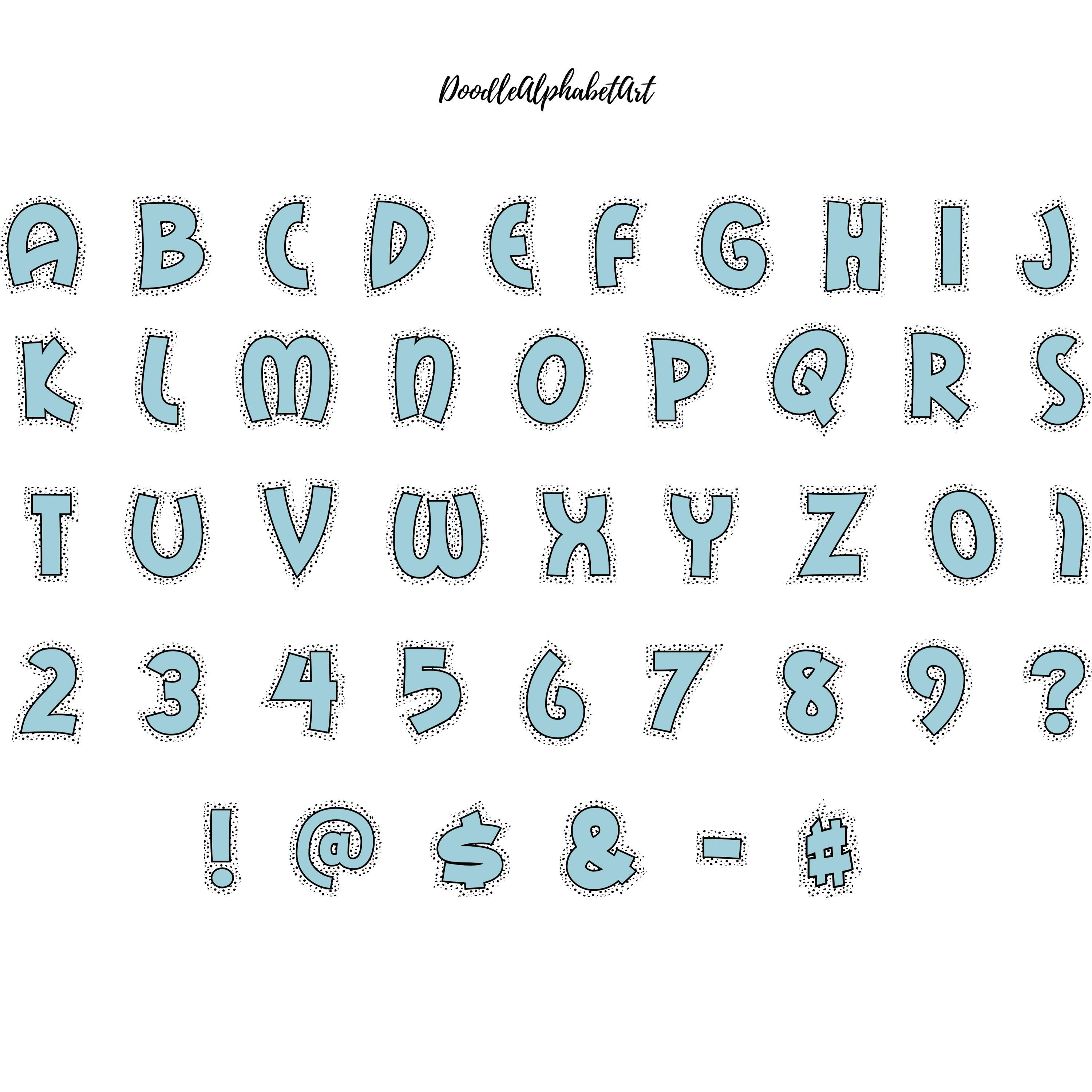 Pastel Doodle Alphabet PNG: Dalmatian Dots Outline (digital Download ...