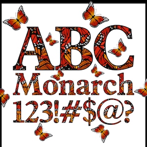 Monarch Butterfly Digital Doodle Alphabet Print PNG With Clipart ...
