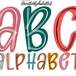 Scribble Letters PNG, Boho Alphabet Set in 10 Colors, Happy Bohemian ...