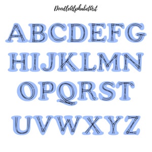 Scribble Doodle Alphabet Letters PNG Bundle 8 Sets, Pastel Color ...
