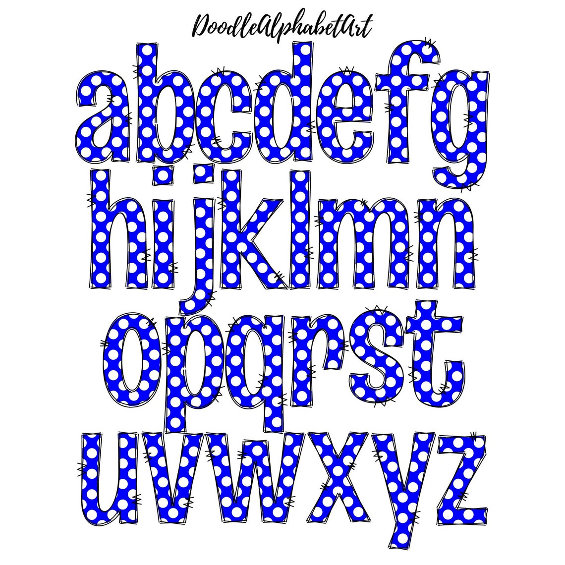 Doodle Polka Dot Alphabet PNG Bundle: 10 Colorful Alpha Sets (digital ...