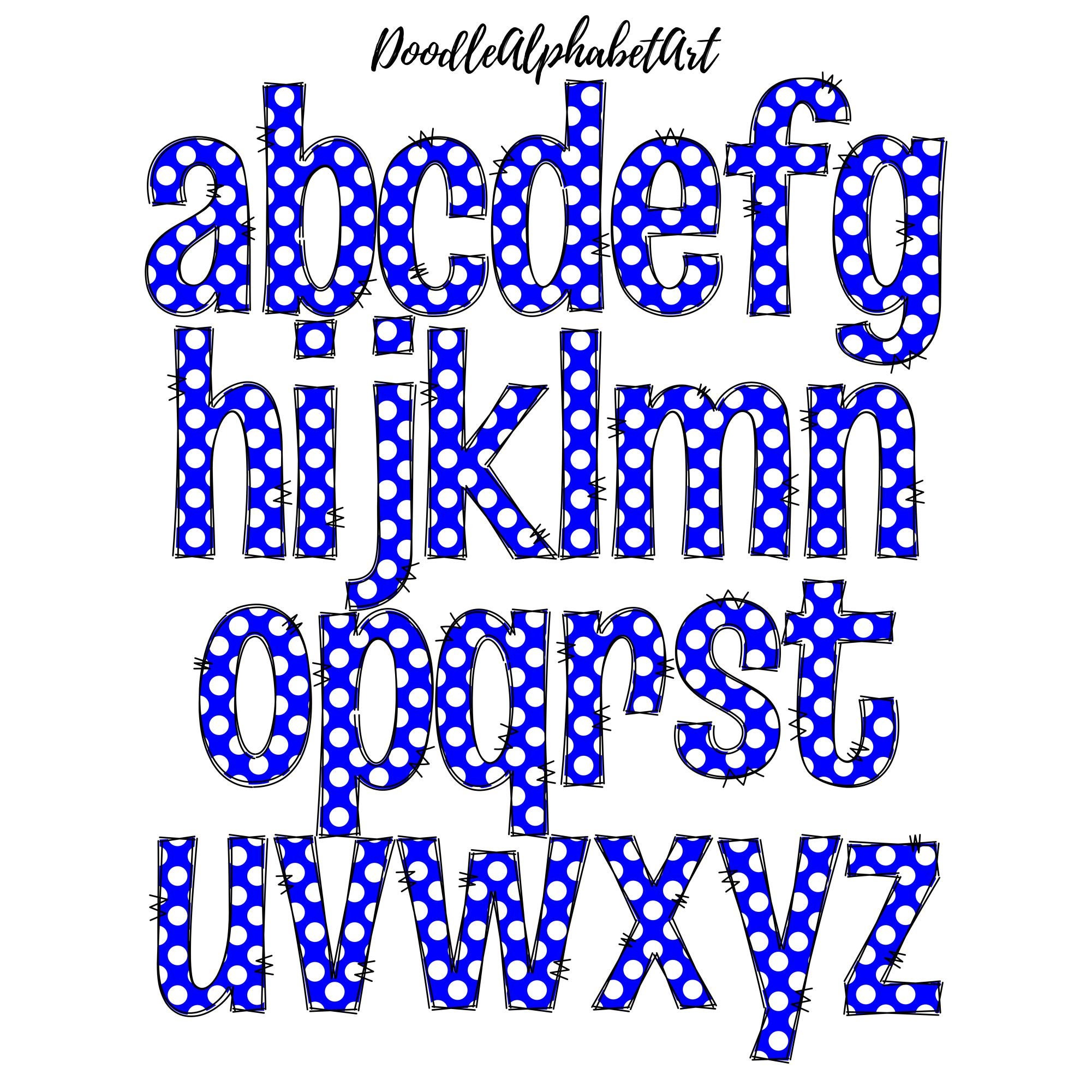 Doodle Polka Dot Alphabet PNG Bundle: 10 Colorful Alpha Sets (digital ...