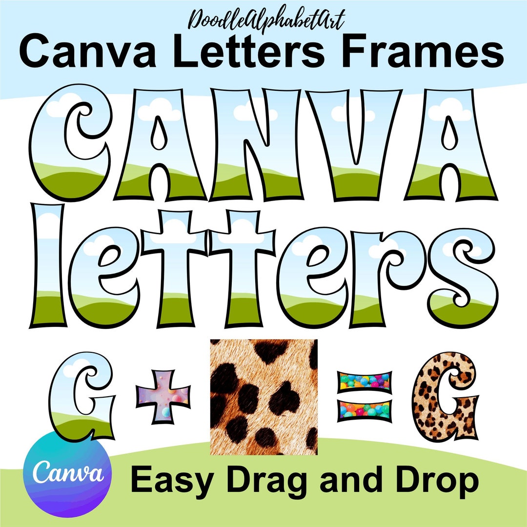 Canva Frame Letters Curvy Lettering Groovy Typography Font - Etsy