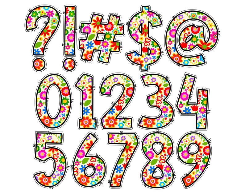 Seamless Flower Color Digital Alphabet Letters PNG Hand Drawn - Etsy