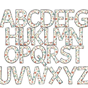 Floral Doodle Alphabet PNG: Hand-drawn Spring Flowers (digital Download ...