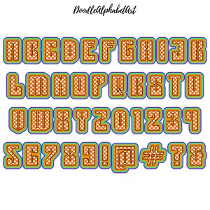 Bright Polka Dot Funky Doodle Alphabet PNG Bundle, 5 Alpha Sets, Bold ...