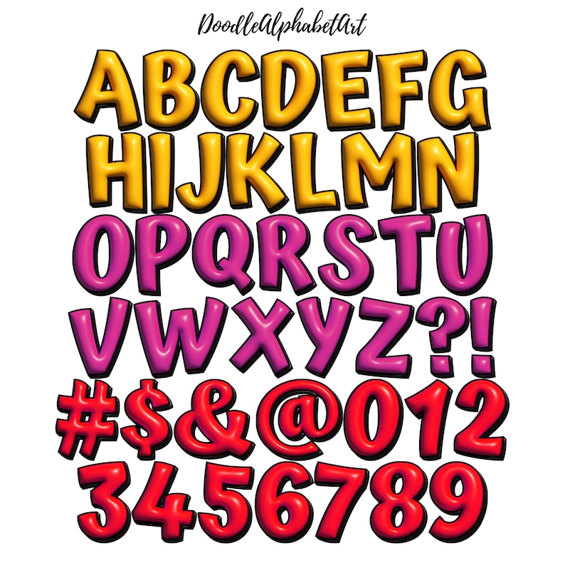 3D Inflated Alphabet Letters PNG: Colorful Digital Download - Etsy