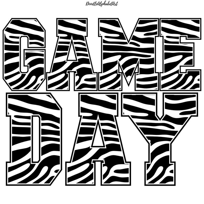 Zebra Varsity Doodle Alphabet PNG, Zebra Skin Jersey Letters | DIY ...