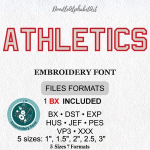 Athletic Embroidery Font: Varsity Letters, 5 Sizes (digital Download ...