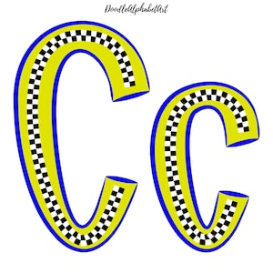 Checkerboard Alphabet PNG Bundle, Summer, Bold and Bright Colors, 5 ...