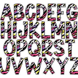 Bright Animal Tiger Color Alphabet Digital Letters PNG, Hand Drawn ...