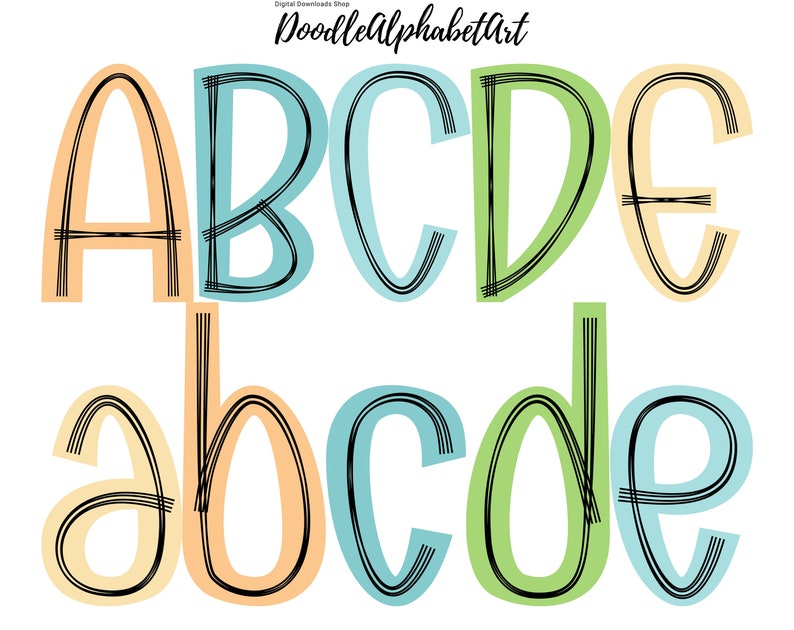 Summer Pastel Color Palette Scribble Letters PNG hand Drawn - Etsy