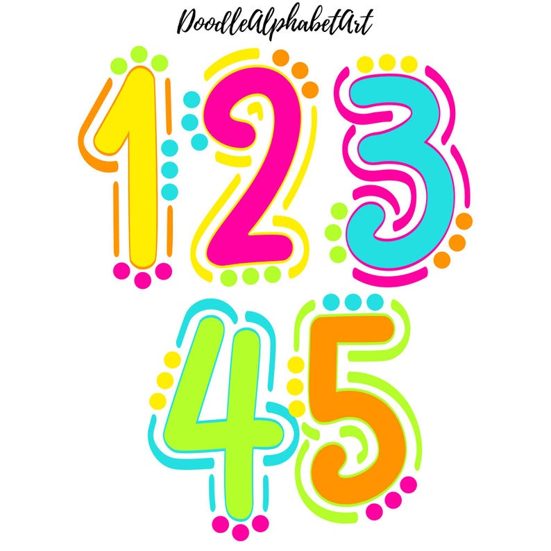 Funky Doodle Alphabet PNG Bundle: Bright Lines & Dots (digital Download ...