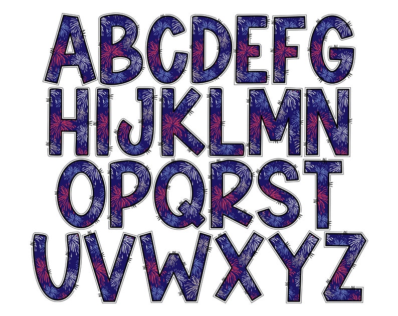 Fireworks Doodle Digital Alphabet Letters PNG Hand Drawn - Etsy