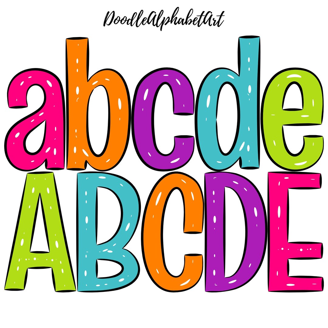 Vibrant Bright Colors Alphabet Bubble Splash PNG Bundle, 5 Alpha Sets ...