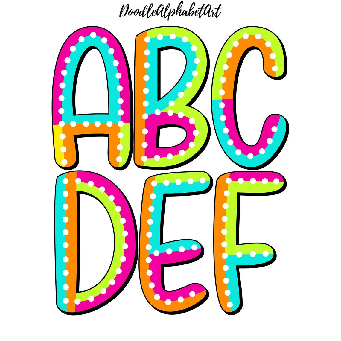Polka Dot Alphabet PNG Bundle: Funky Font & Dalmatian Backgrounds ...