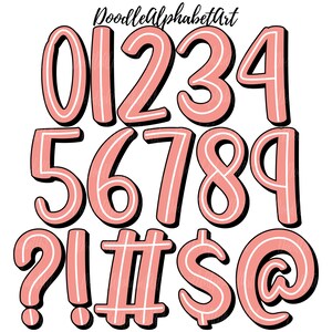 Retro Doodle Scribble Letters PNG in 9 Colors, White Center Line, Boho ...