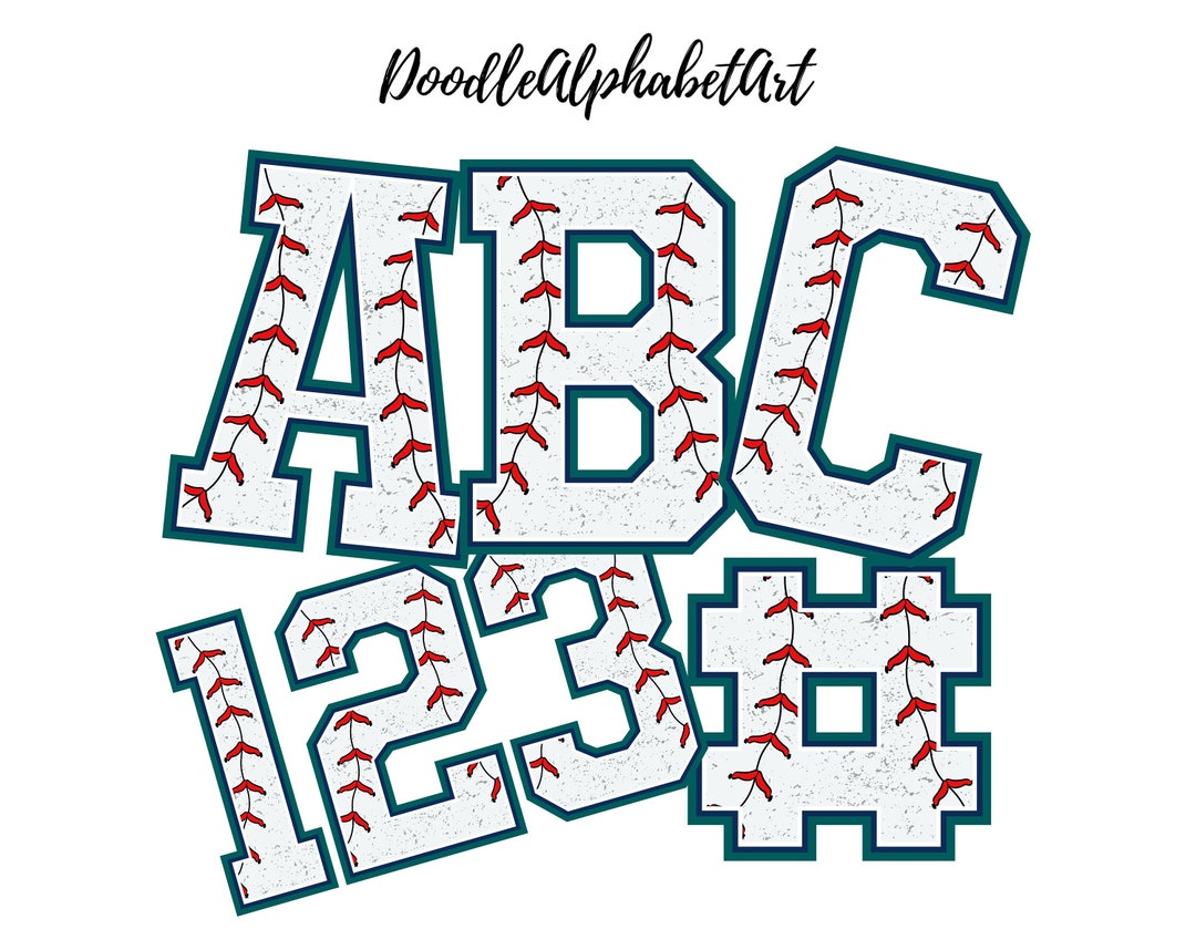 Baseball Stitches Alphabet PNG: Varsity Font, Red Stitch (digital ...