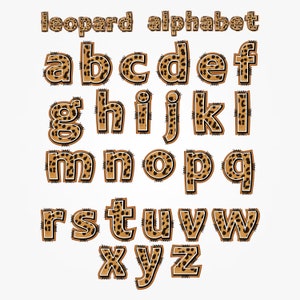 Leopard Print Doodle Digital Alphabet Letters Transparent Pngs, Hand ...