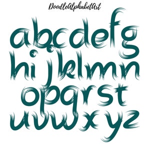 Boho Brush Stroke Doodle Alphabet PNG Bundle, Hand Lettering PNG, Urban ...