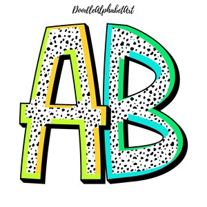 Funky Dalmatian Alphabet PNG: Colorful Doodle Letters (digital Download ...