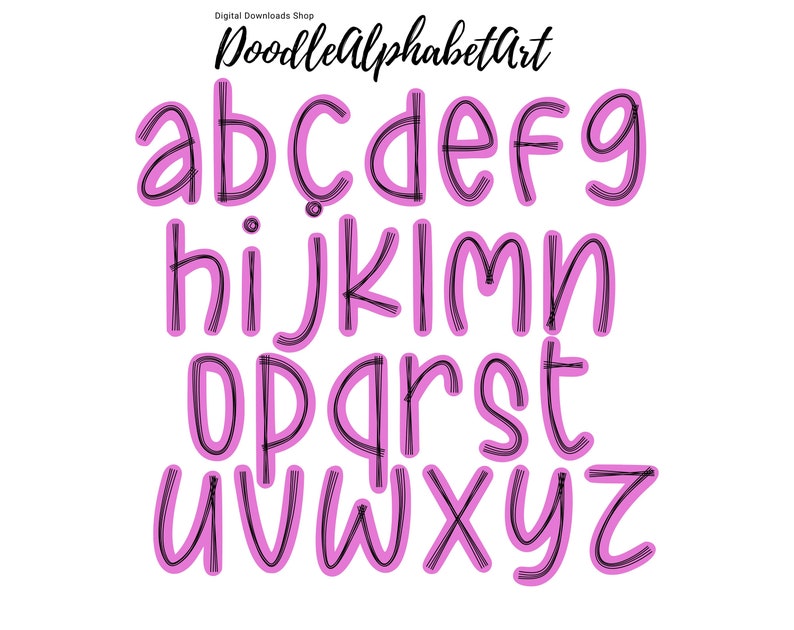 Scribble Letters PNG in 5 Color Palettes for Spring Doodle - Etsy