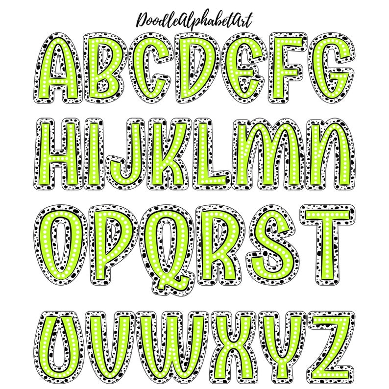 Dalmatian Alphabet PNG Bundle: Bright Dots Clipart (digital Download ...