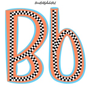 Checkerboard Alphabet PNG Bundle, Summer, Bold and Bright Colors, 5 ...