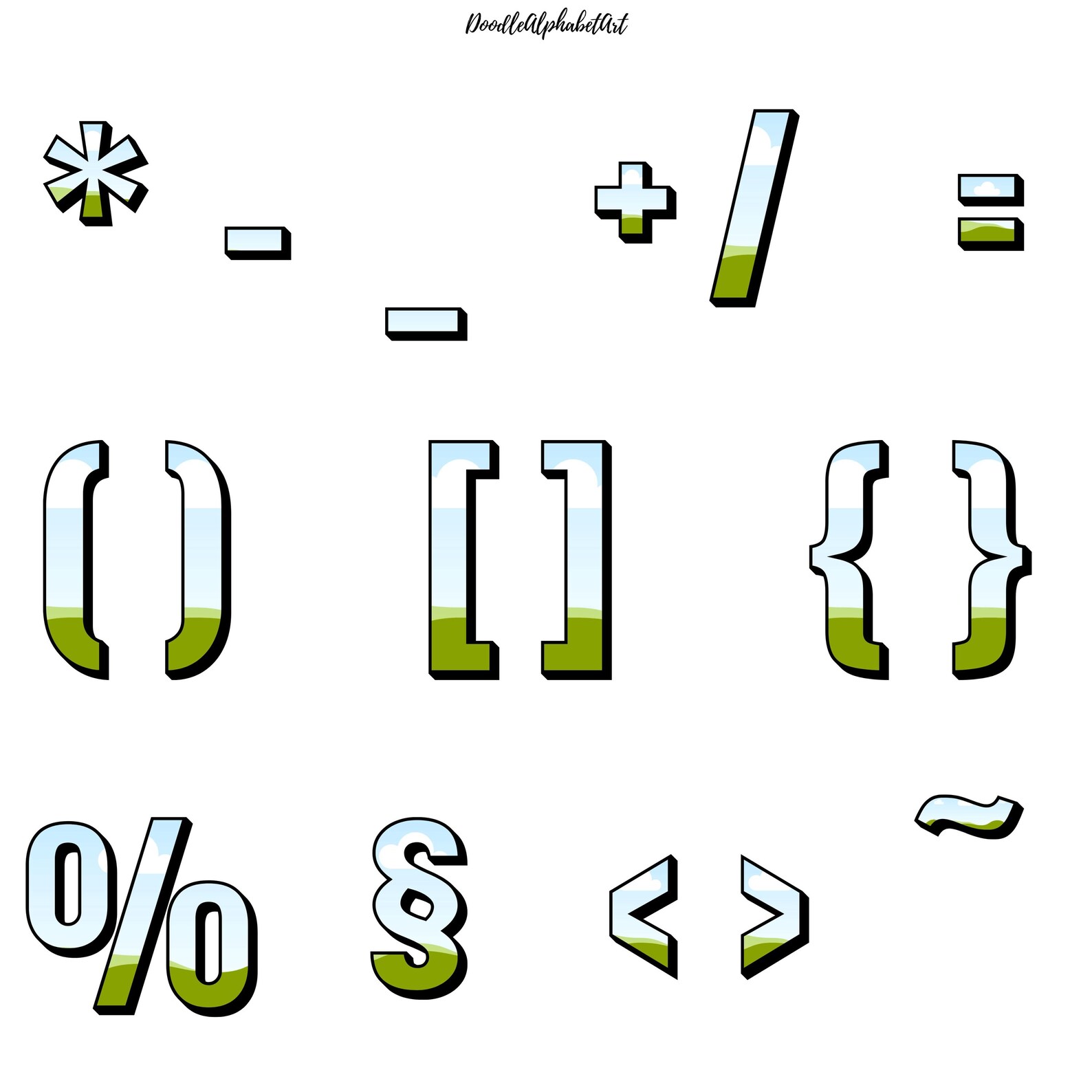 Symbols and Punctuation Canva Frames: Block Shadow Special Characters ...