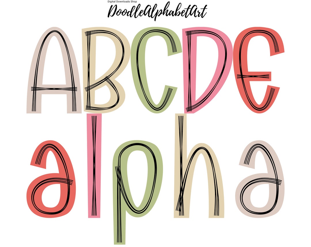 Mother's Day Scribble Alphabet Letters PNG, a Hand Drawn Digital Doodle ...