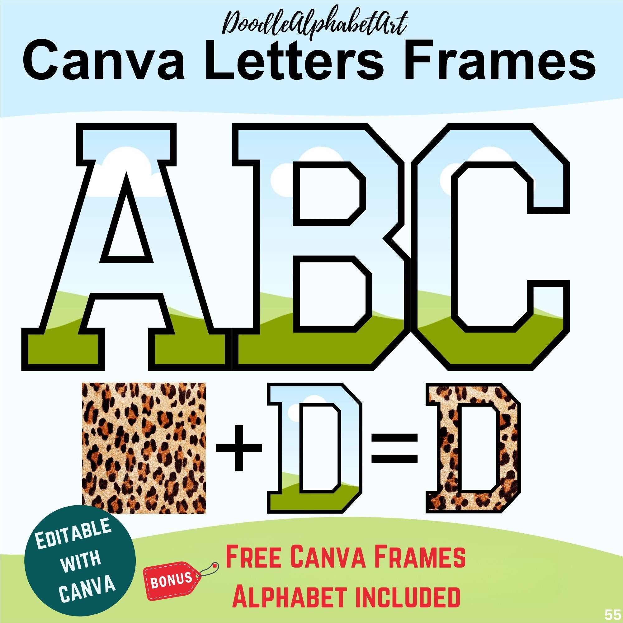 Athletic Font Canva Frame Alphabet: Drag & Drop Template (digital ...