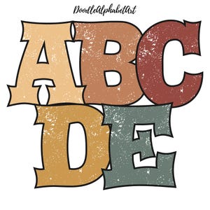 Boho Distressed Grunge Alphabet PNG Bundle, Boho Color Palette, 5 Alpha ...