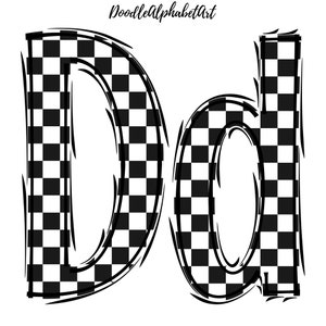 Checkered Letters PNG, Black and White Checkerboard Doodle Alphabet PNG ...