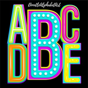 Retro Bright Inflated Funky Alphabet PNG Bundle, Retro Fancy Letters ...
