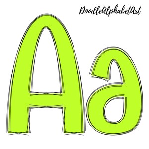 Scribble Font Alphabet PNG Bundle: Bright Color Palette Digital ...