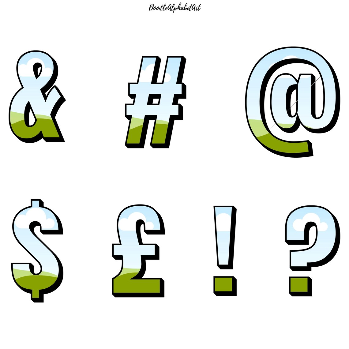 Symbols and Punctuation Canva Frames: Block Shadow Special Characters ...